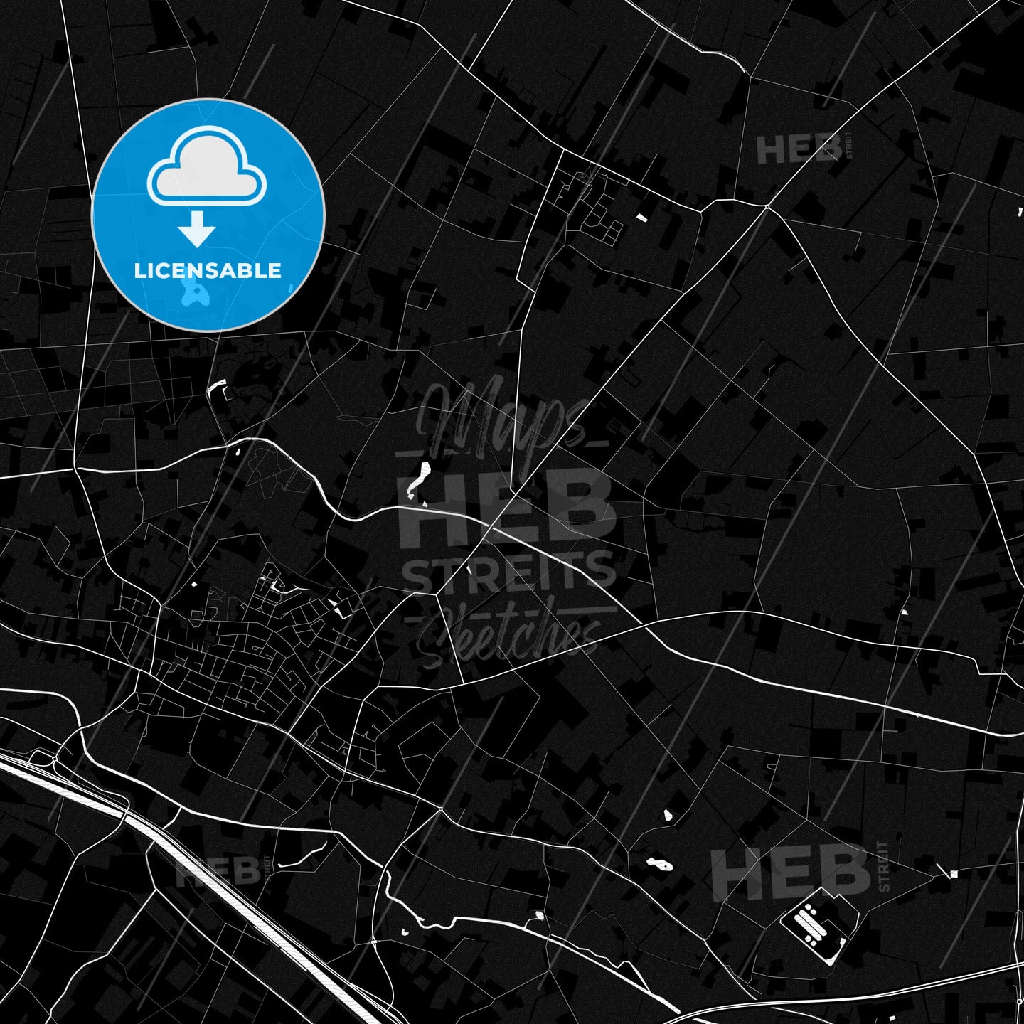 Bernheze, Netherlands Pdf Vector Map Black And White – HEBSTREITS