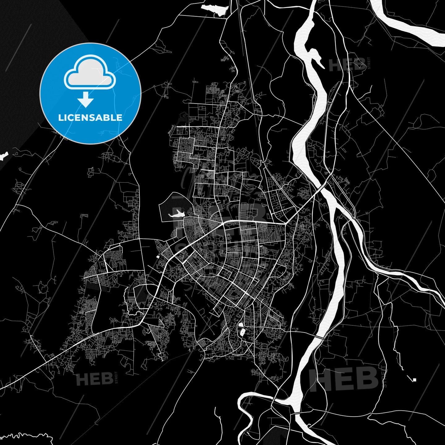 Bhubaneswar, India Pdf Vector Map Black And White – HEBSTREITS