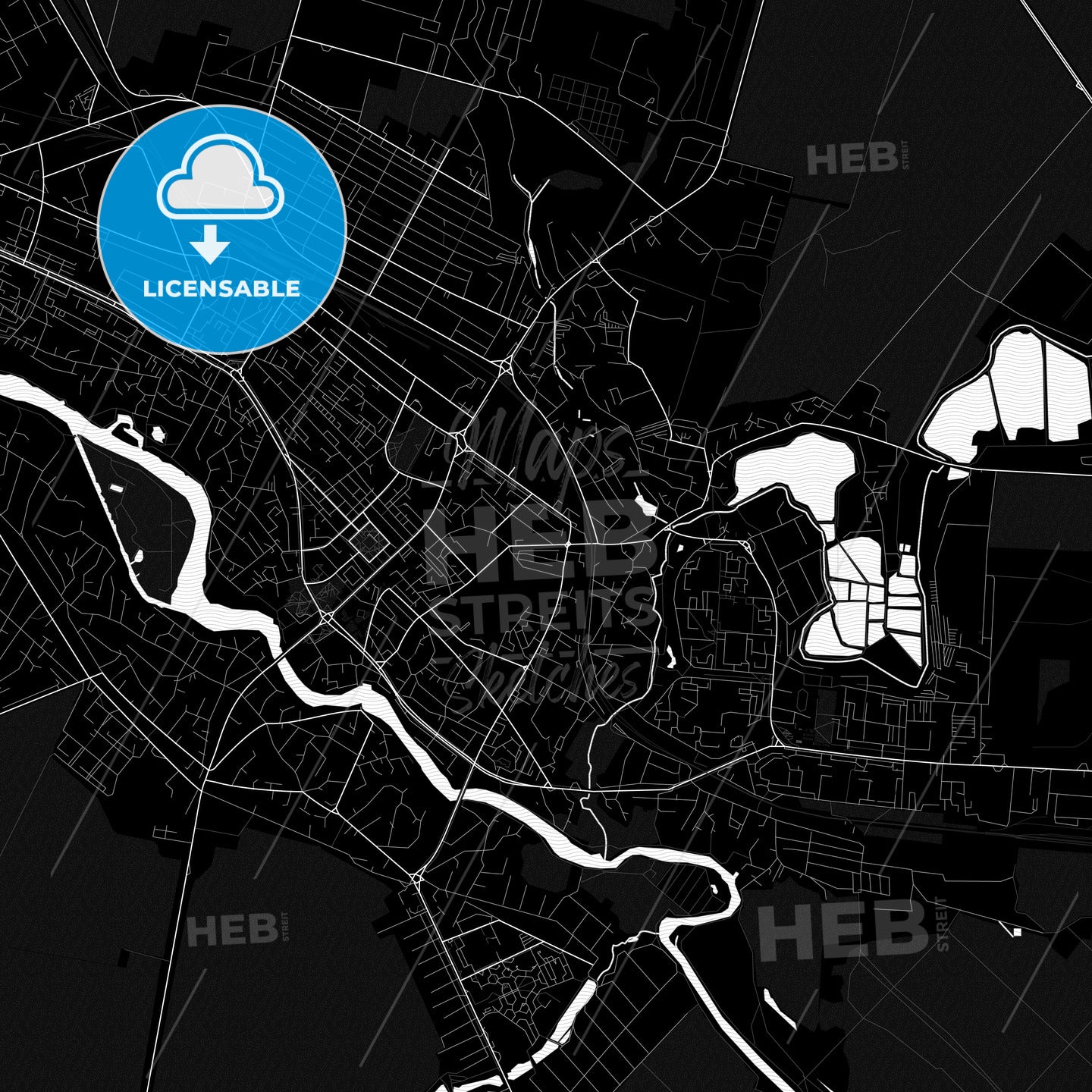 Bila Tserkva, Ukraine Pdf Vector Map Black And White – HEBSTREITS