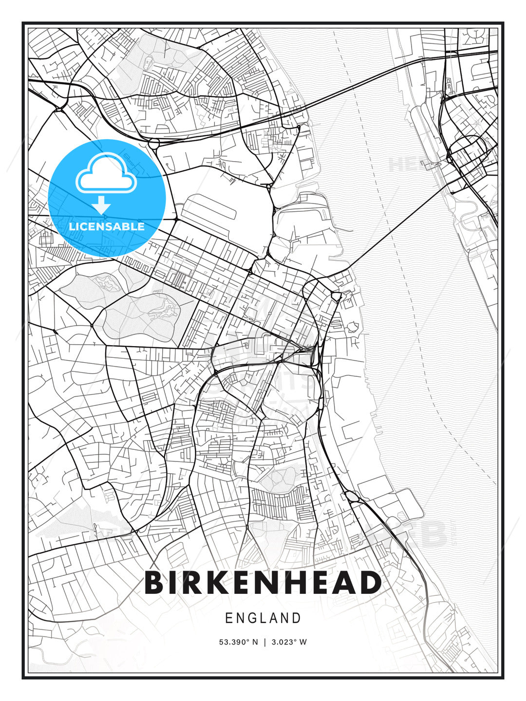 Birkenhead, England, Modern Map Print Template in Various Formats ...