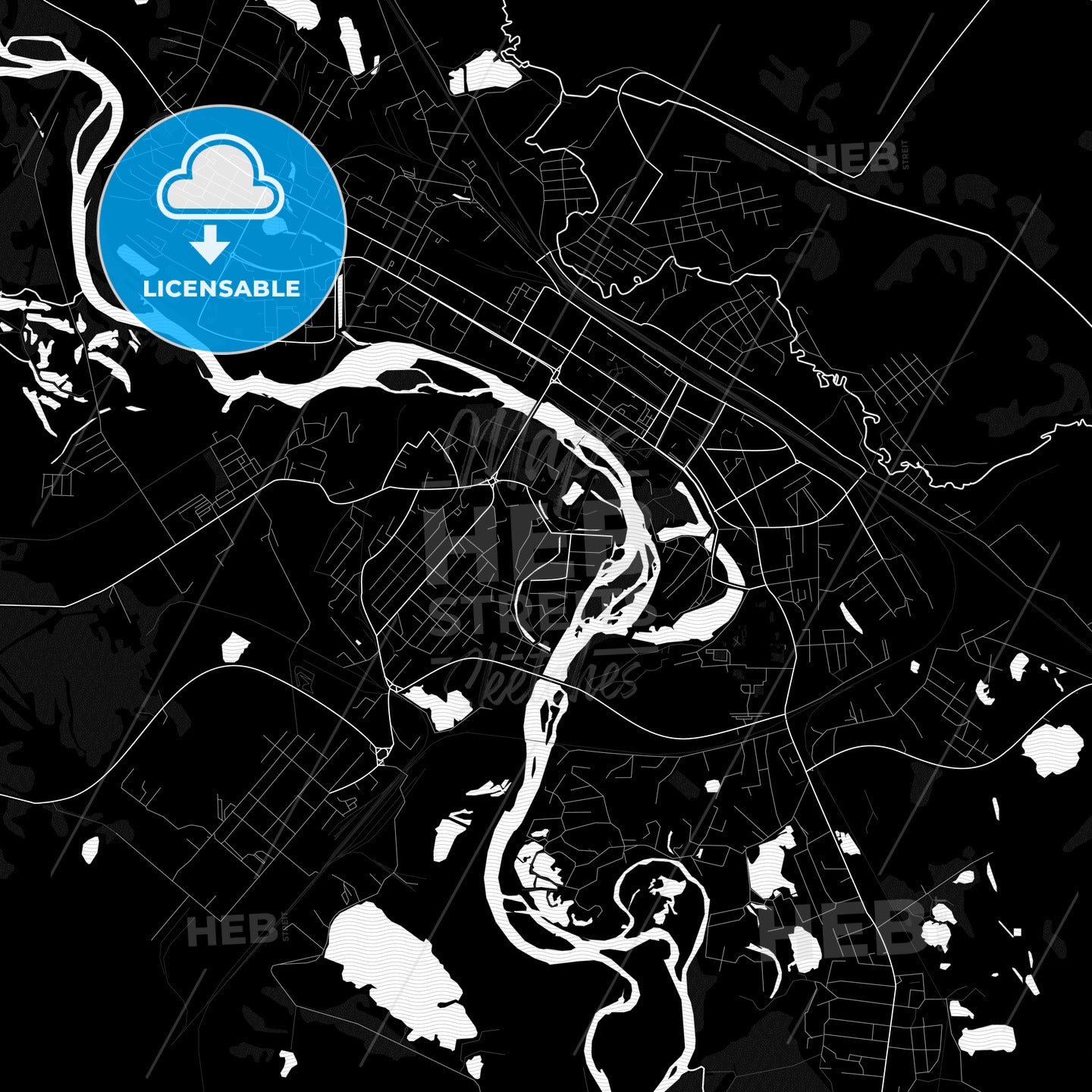 Birobidzhan, Russia Pdf Vector Map Black And White – HEBSTREITS