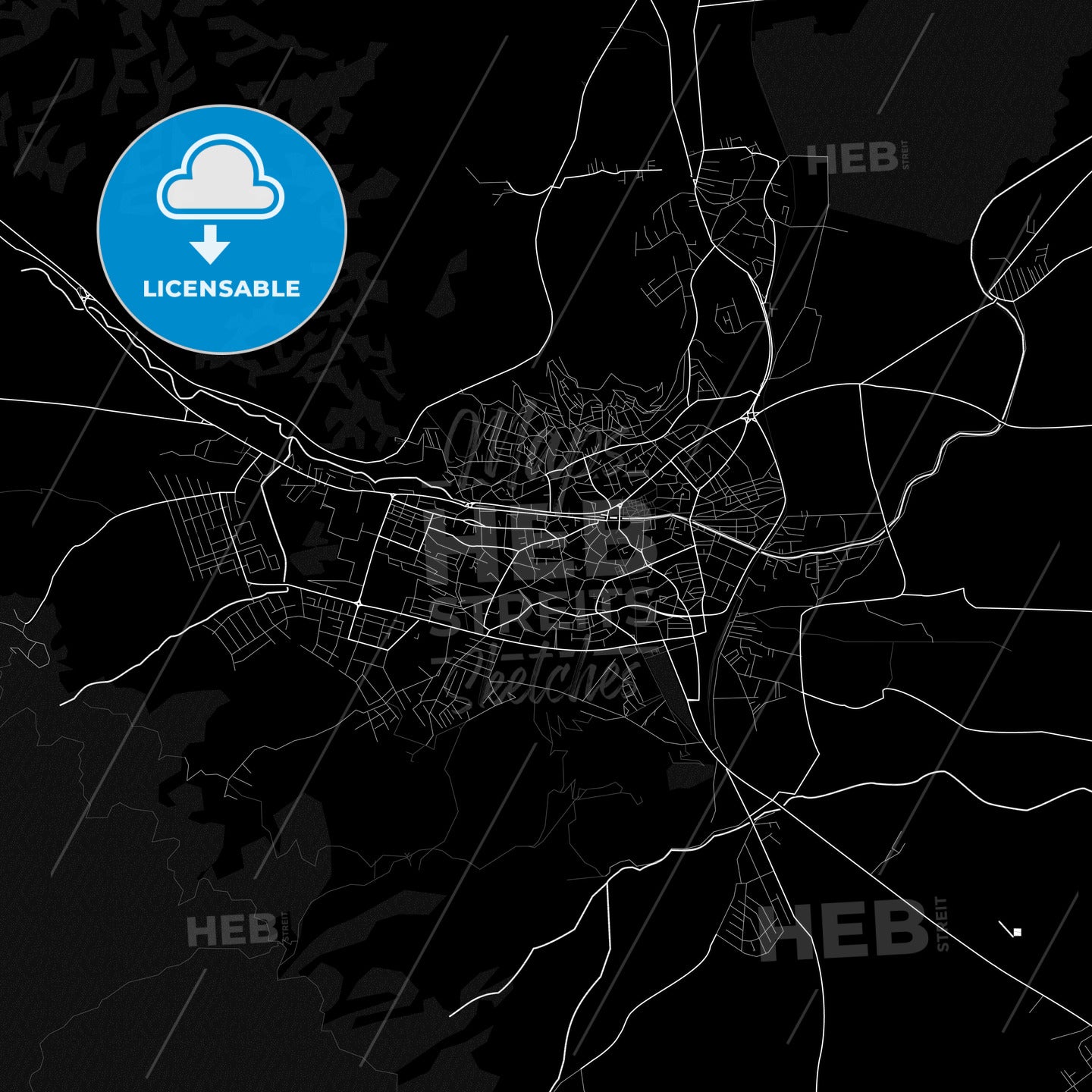 Bitola, North Macedonia Pdf Vector Map Black And White – HEBSTREITS