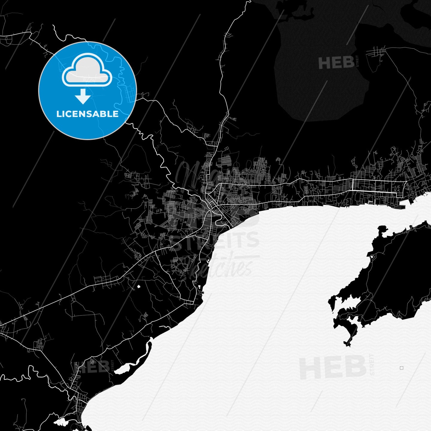 Bitung, Indonesia Pdf Vector Map Black And White – HEBSTREITS