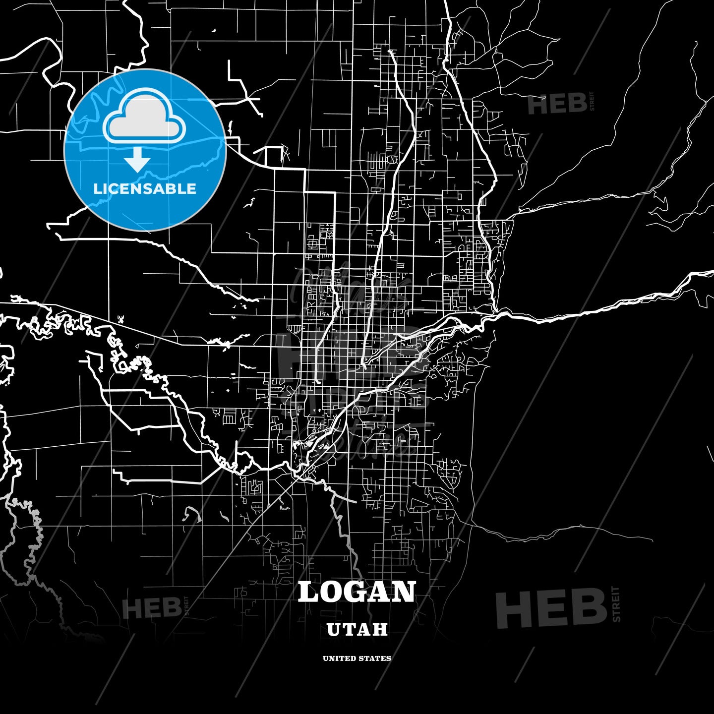 Black Map Poster Template Of Logan, Utah, Usa – HEBSTREITS