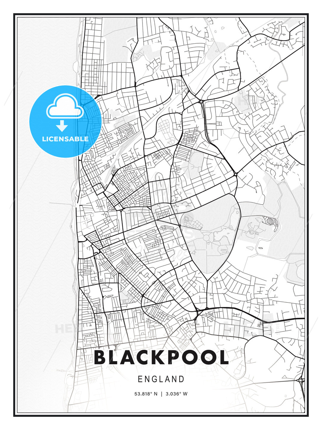 Blackpool, England, Modern Map Print Template in Various Formats ...