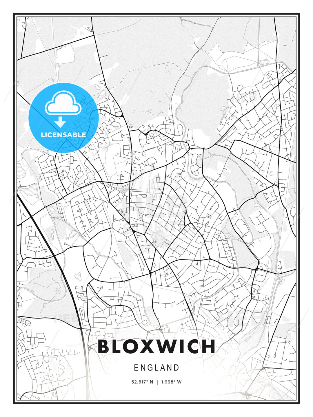 Bloxwich, England, Modern Map Print Template in Various Formats ...