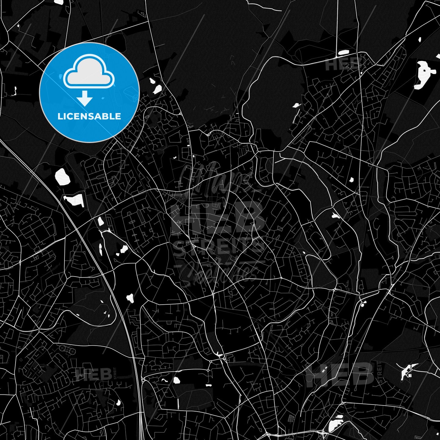 Bloxwich, England Pdf Vector Map Black And White – HEBSTREITS
