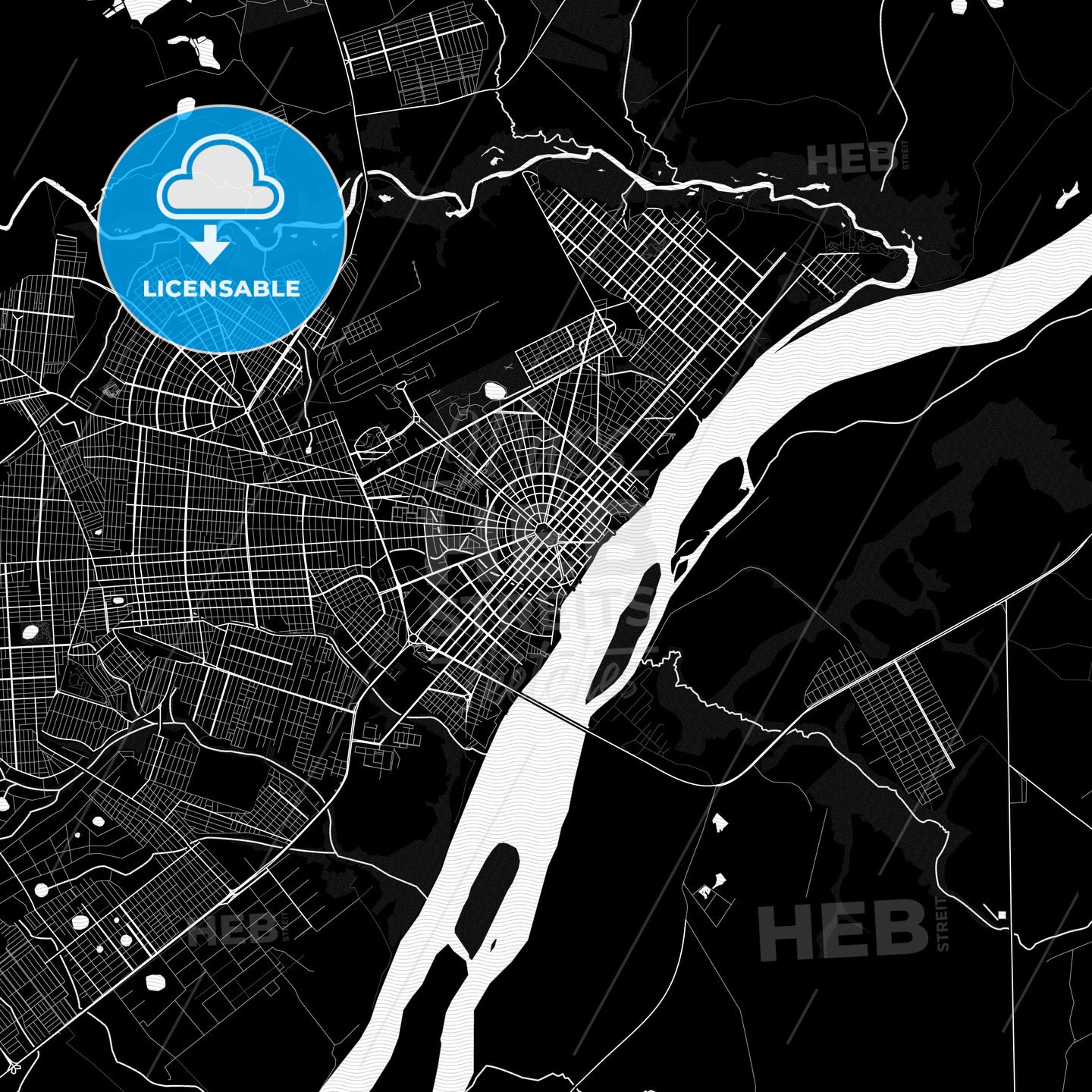 Boa Vista, Brazil PDF vector map black and white - HEBSTREITS