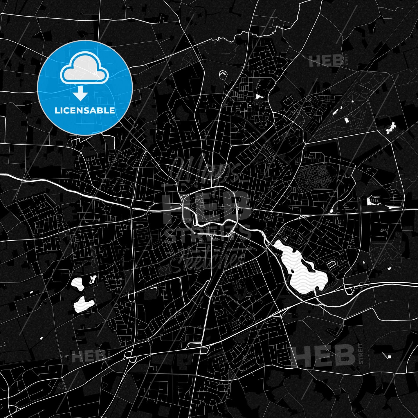 Bocholt, Germany Pdf Vector Map Black And White – HEBSTREITS