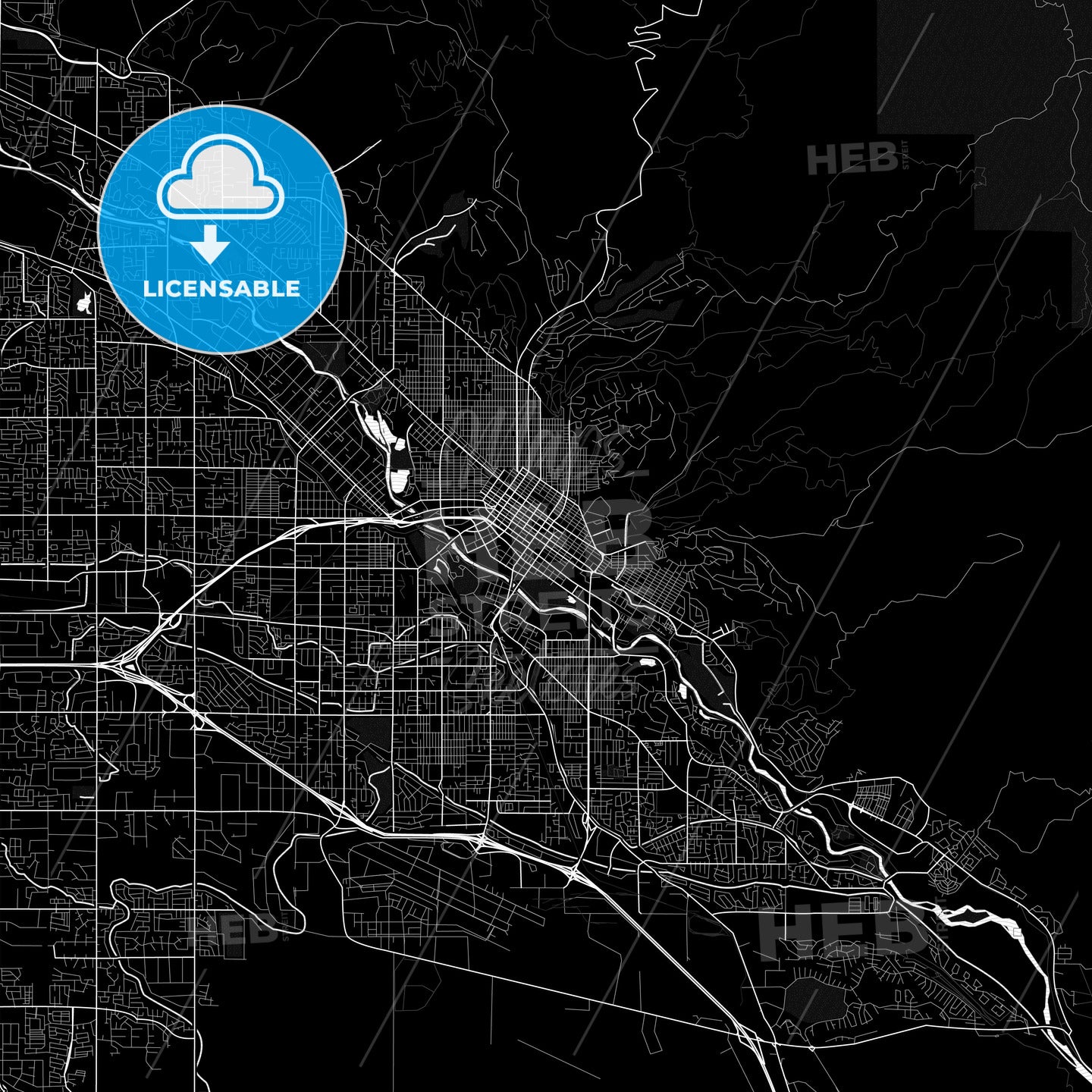 Boise, Idaho, United States, Pdf Vector Map Black And White – HEBSTREITS