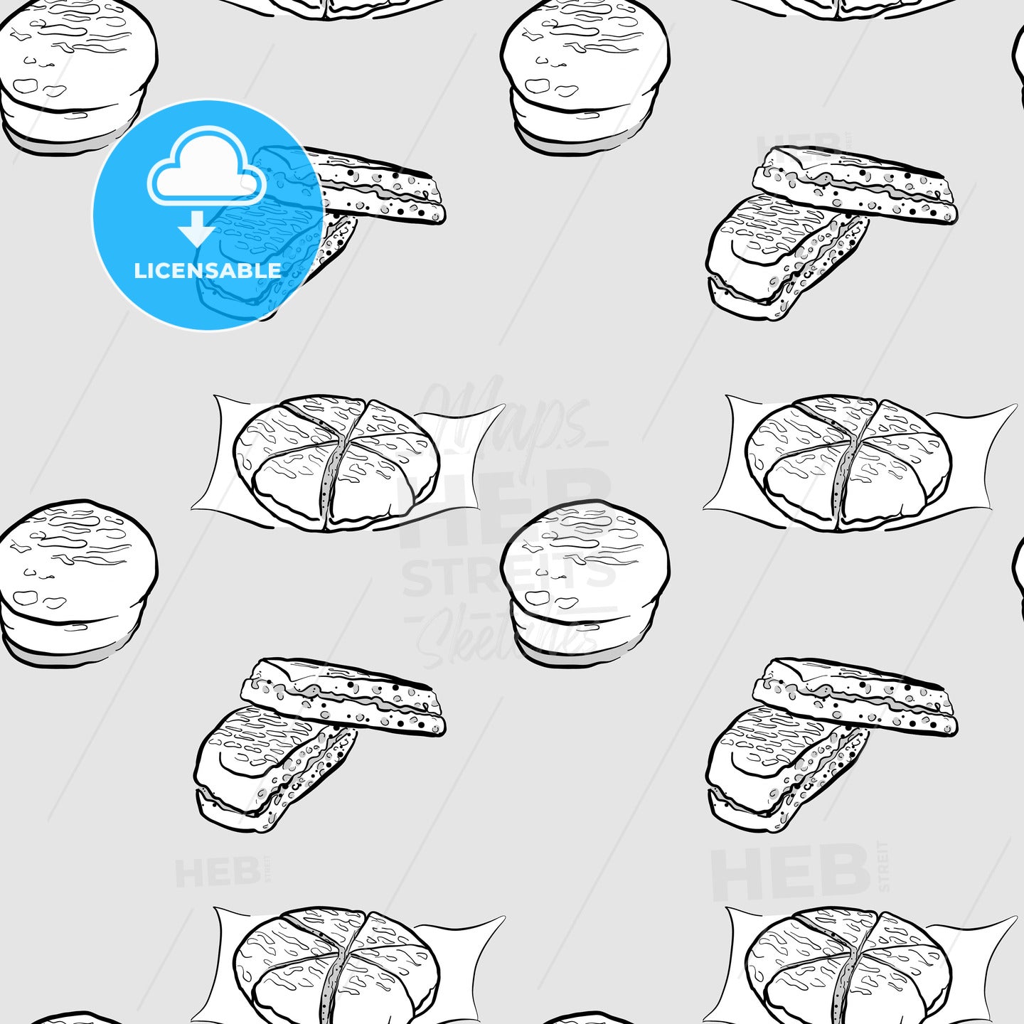 Bolo Do Caco Seamless Pattern Greyscale Drawing – HEBSTREITS
