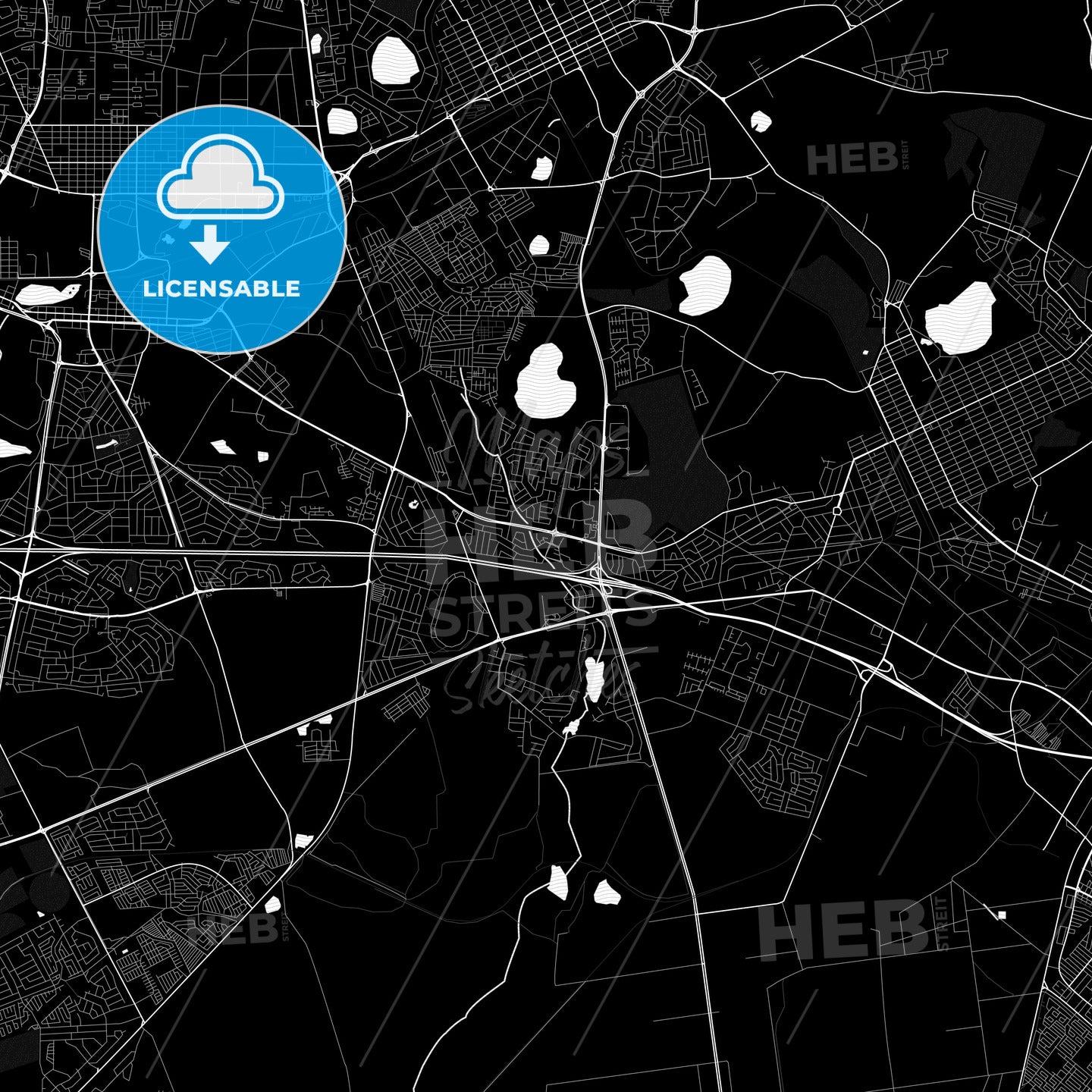 Brakpan, South Africa Pdf Vector Map Black And White – HEBSTREITS