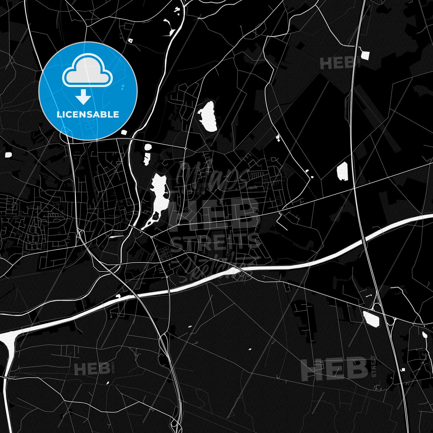 Bramsche, Germany Pdf Vector Map Black And White – HEBSTREITS