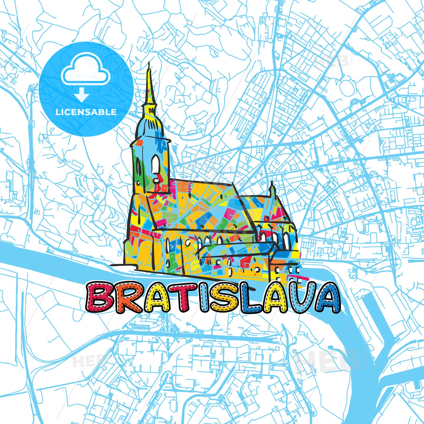 Bratislava Travel Art Map – HEBSTREITS