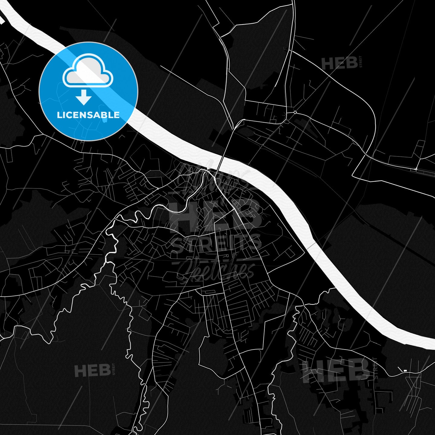 Brčko, Bosnia and Herzegovina PDF vector map black and white - HEBSTREITS