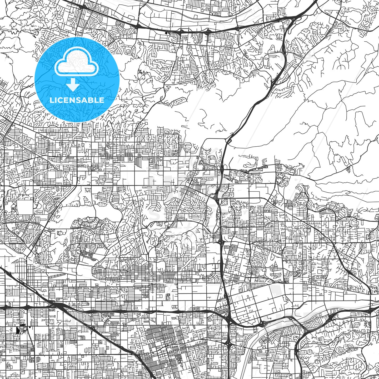 Brea, California - Area Map - Light – HEBSTREITS