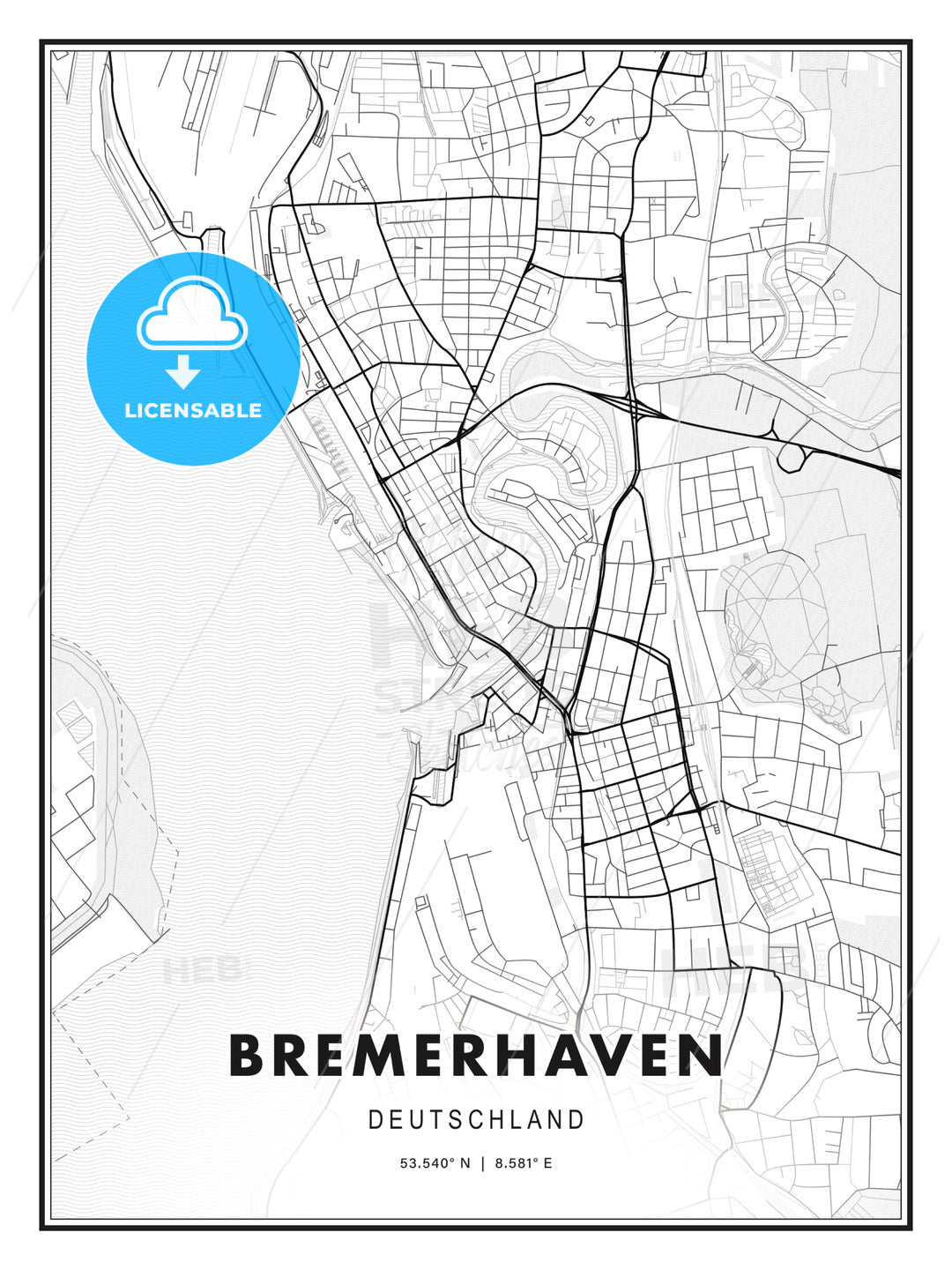 Bremerhaven, Germany, Modern Map Print Template in Various Formats ...