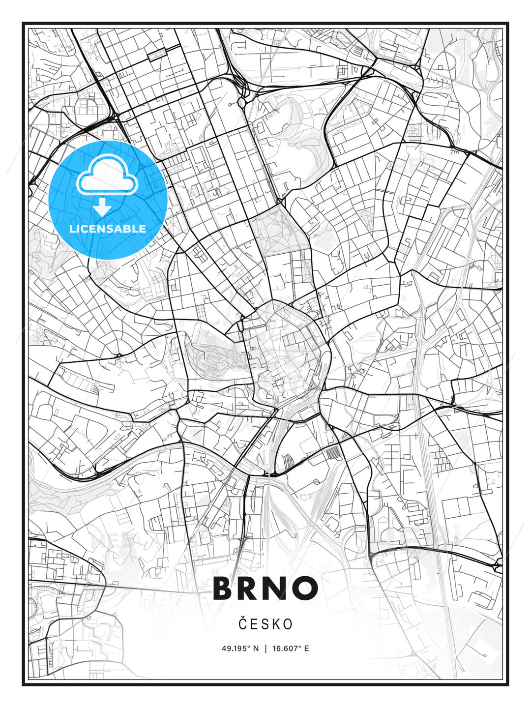Brno, Czechia, Modern Map Print Template in Various Formats - HEBSTREITS