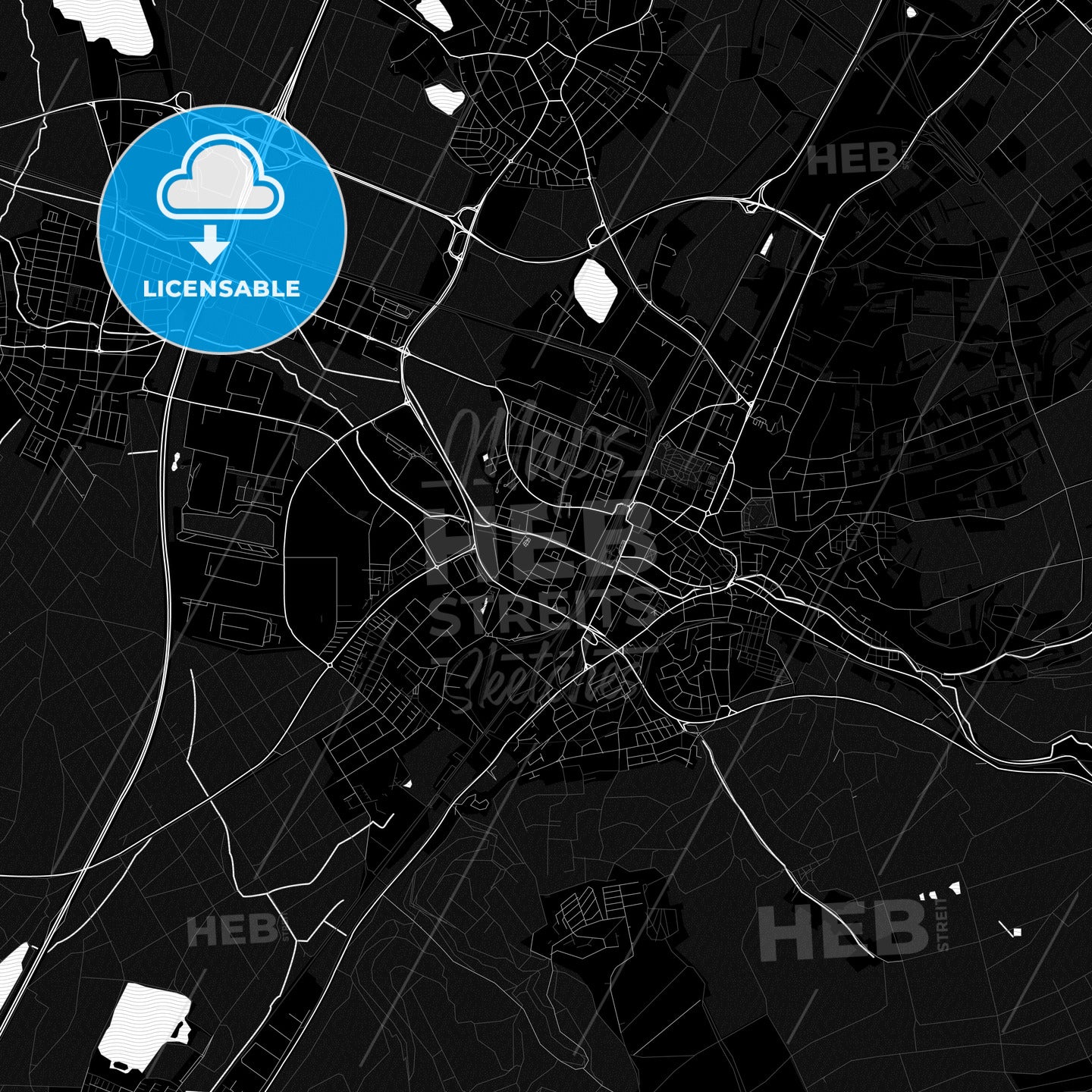 Bruchsal, Germany Pdf Vector Map Black And White – HEBSTREITS