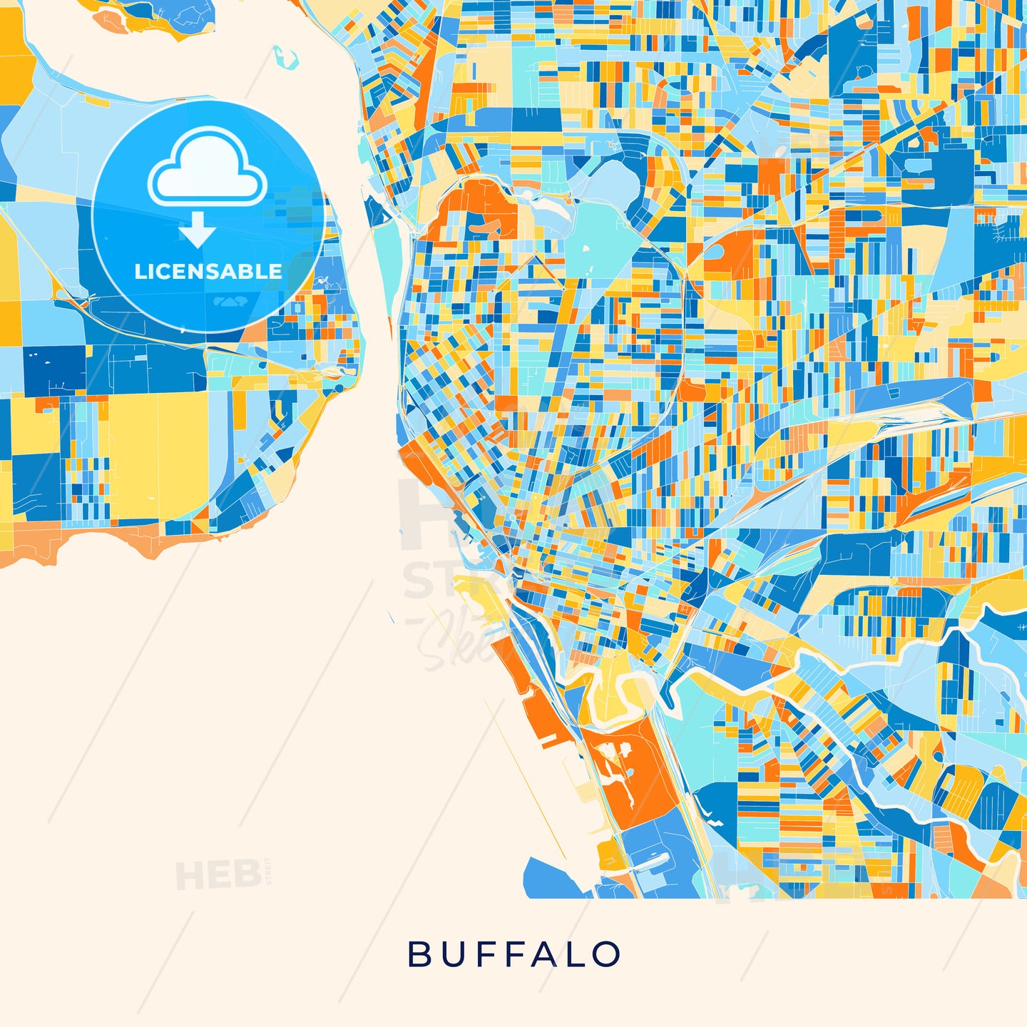 Buffalo Colorful Map Poster Template – HEBSTREITS