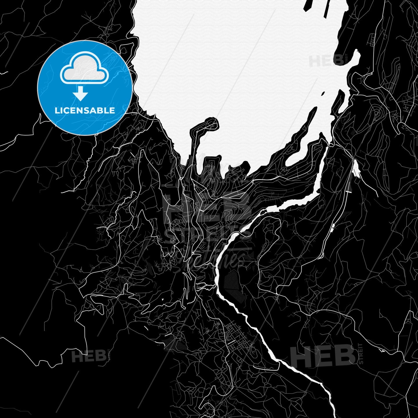 Bukavu, Dr Congo Pdf Vector Map Black And White – HEBSTREITS