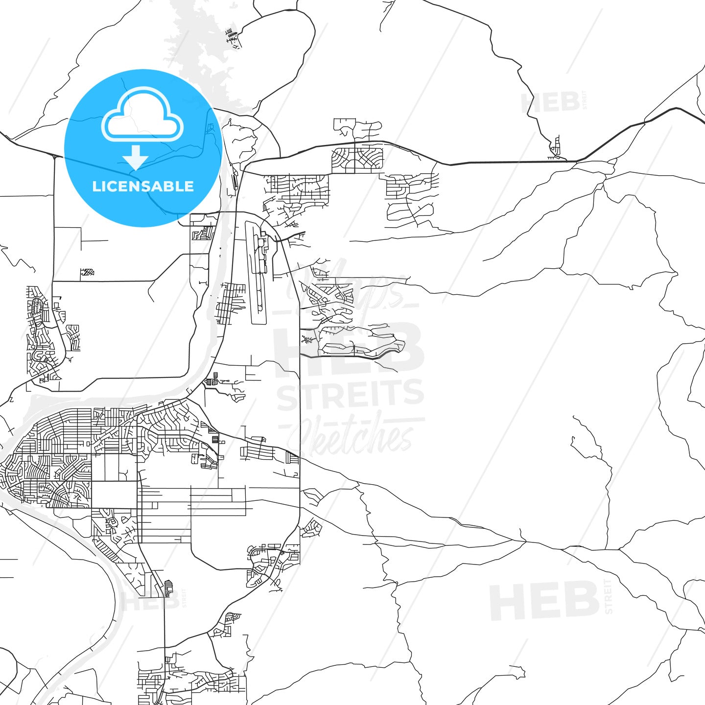 Bullhead City, Arizona - Area Map - Light – HEBSTREITS