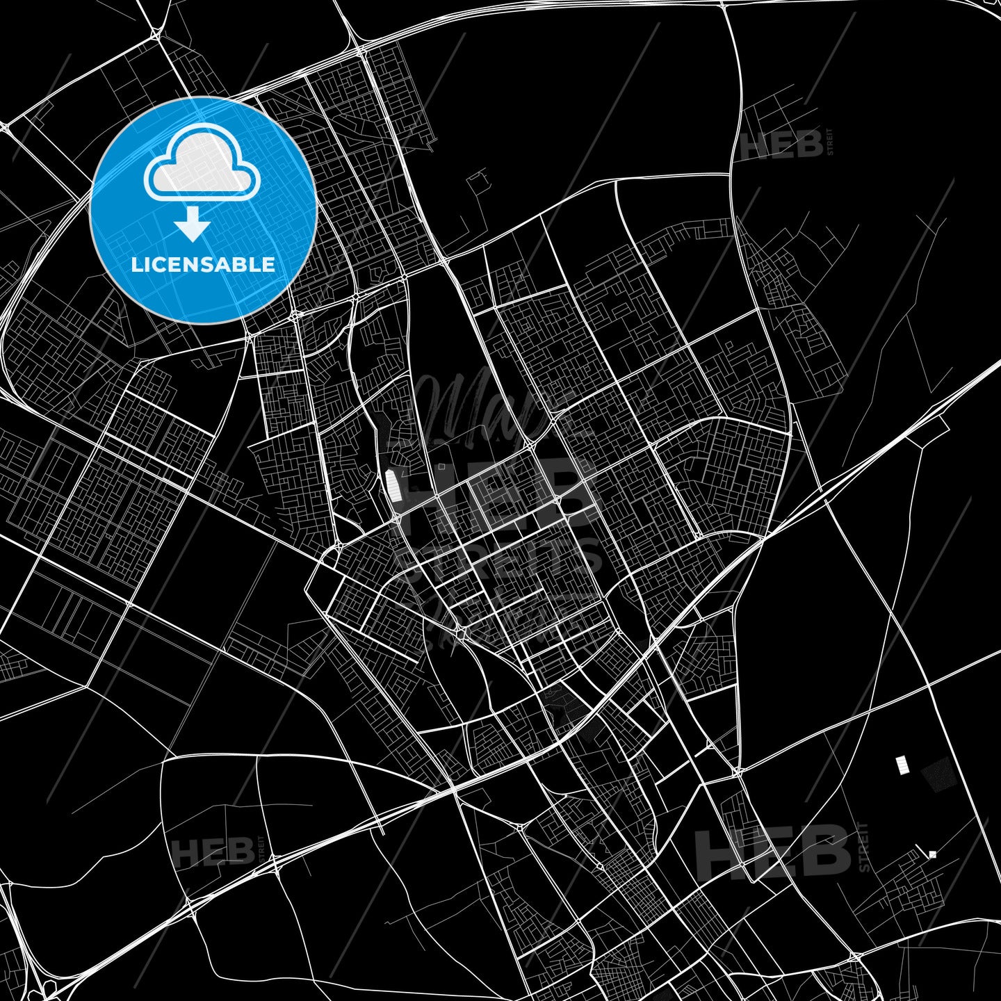 Buraydah, Saudi Arabia Pdf Vector Map Black And White – HEBSTREITS