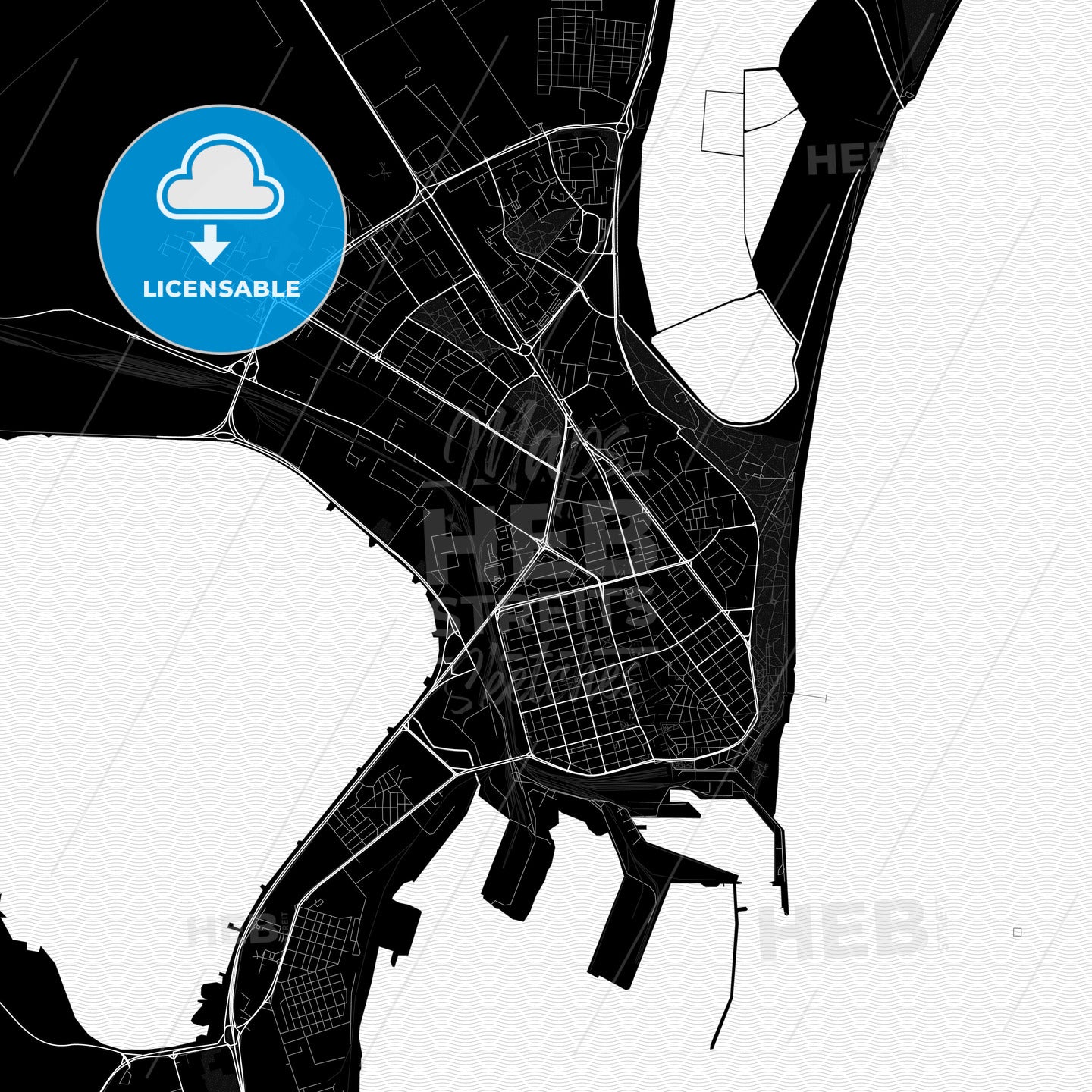 Burgas, Bulgaria Pdf Vector Map Black And White – HEBSTREITS