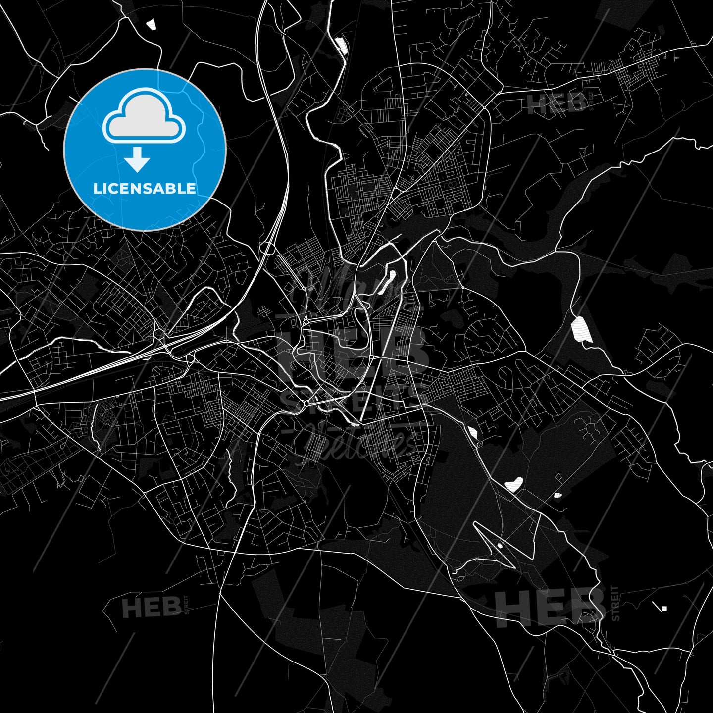 Burnley, England Pdf Vector Map Black And White – HEBSTREITS