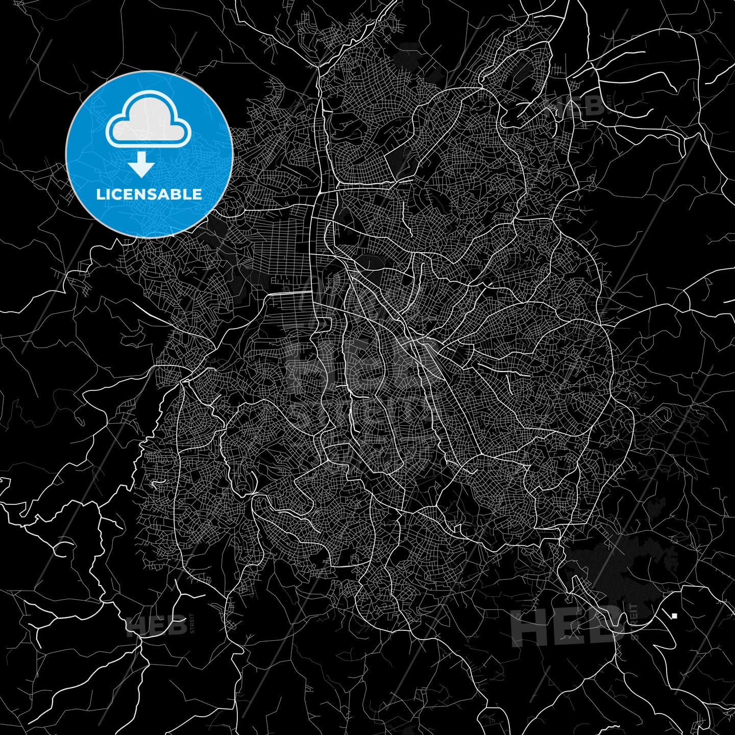 Butembo, DR Congo PDF vector map black and white - HEBSTREITS