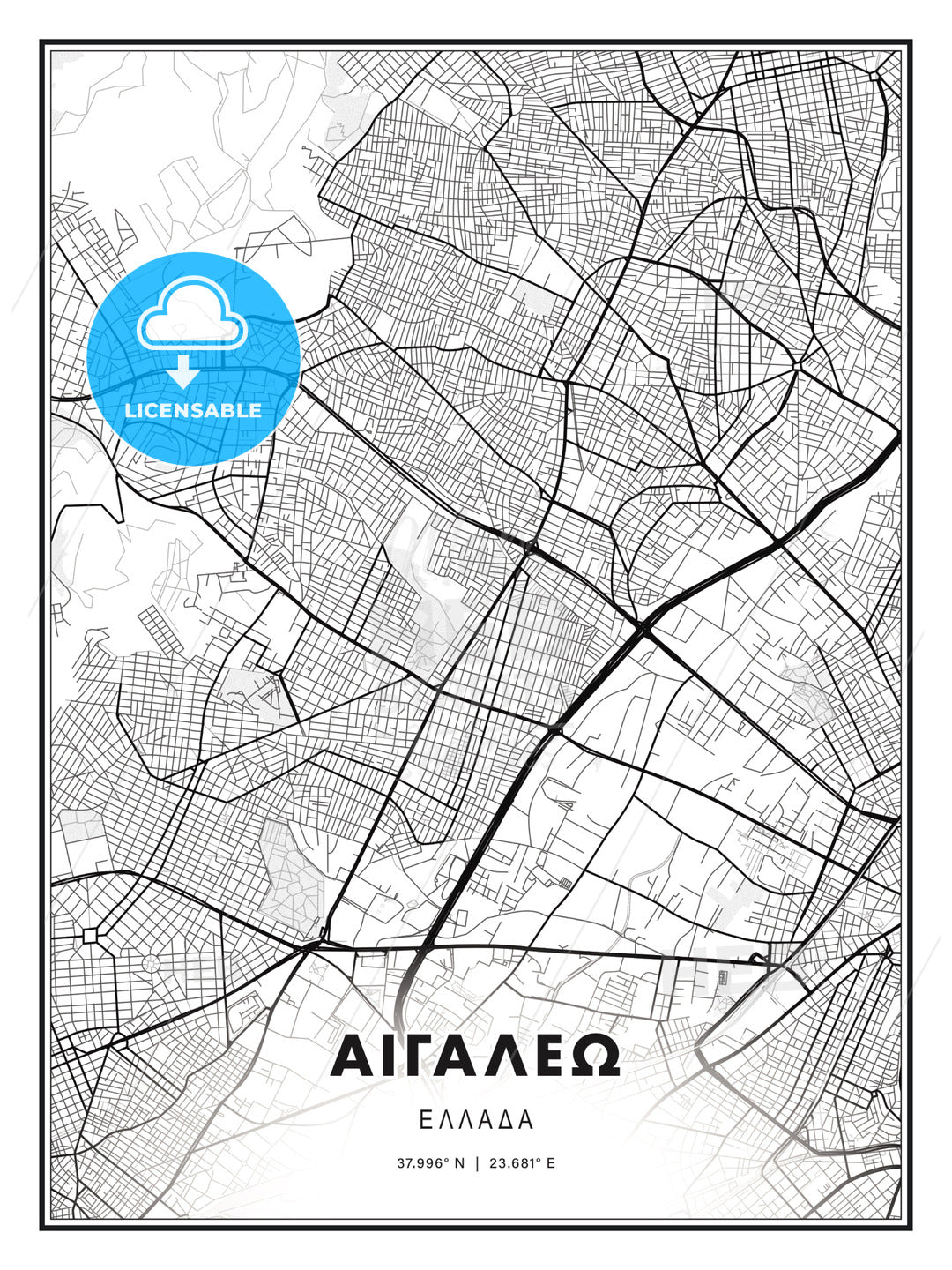ΑΙΓΑΛΕΩ / Egaleo, Greece, Modern Map Print Template in Various Formats ...