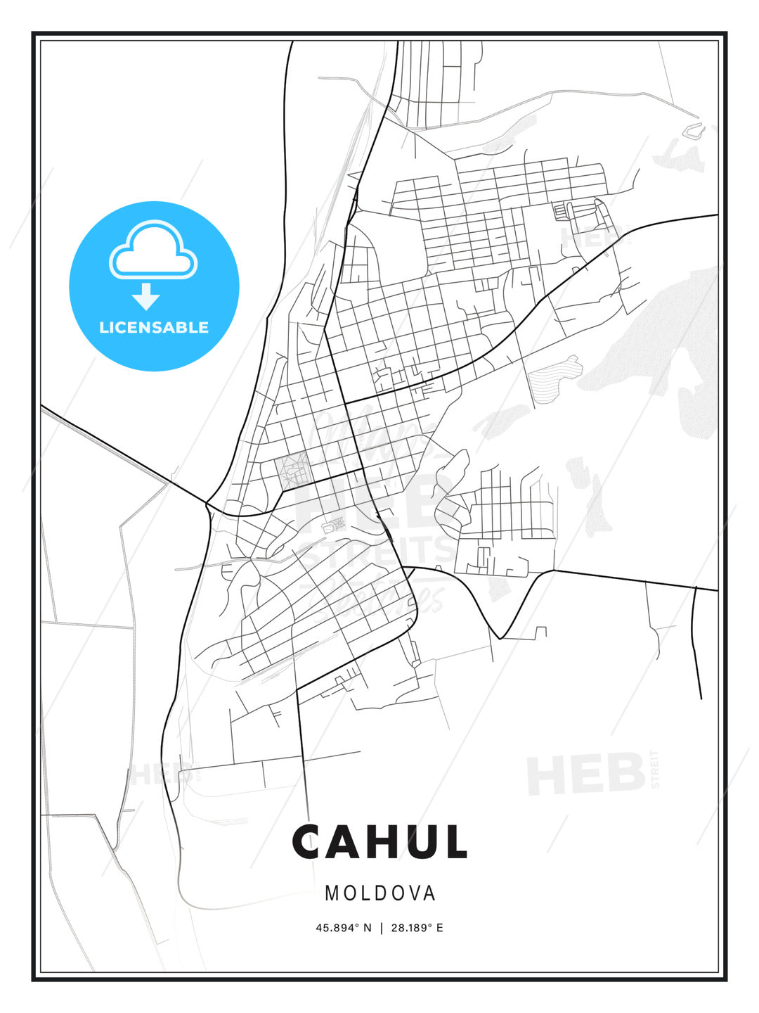 Cahul, Moldova, Modern Map Print Template in Various Formats - HEBSTREITS