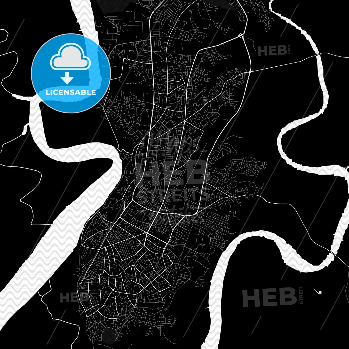 Calabar, Nigeria Pdf Vector Map Black And White – HEBSTREITS