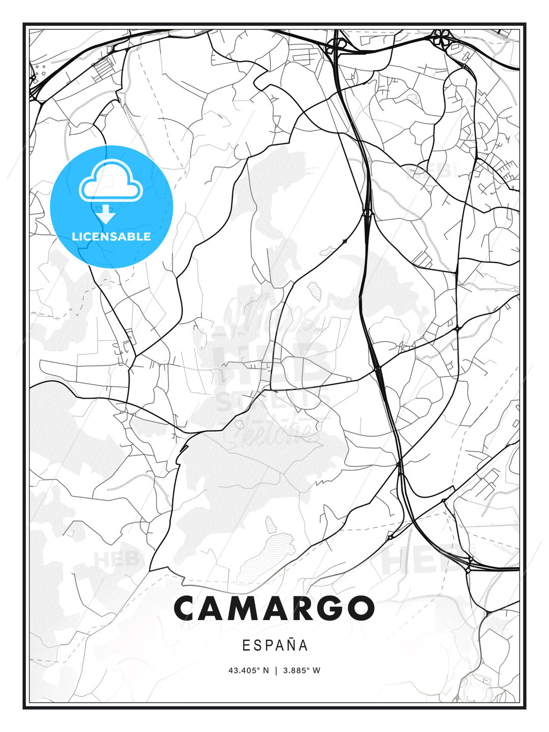 Camargo, Spain, Modern Map Print Template in Various Formats - HEBSTREITS