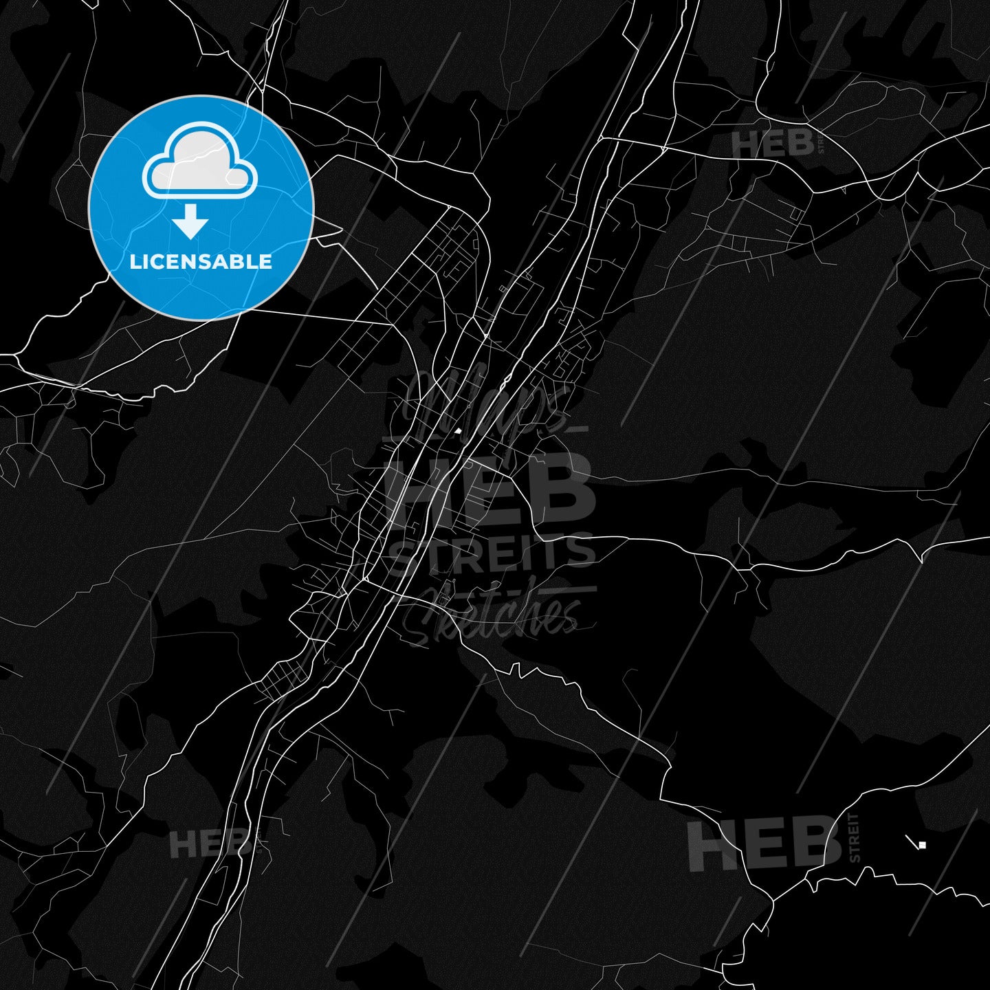 Câmpulung, Romania Pdf Vector Map Black And White – HEBSTREITS