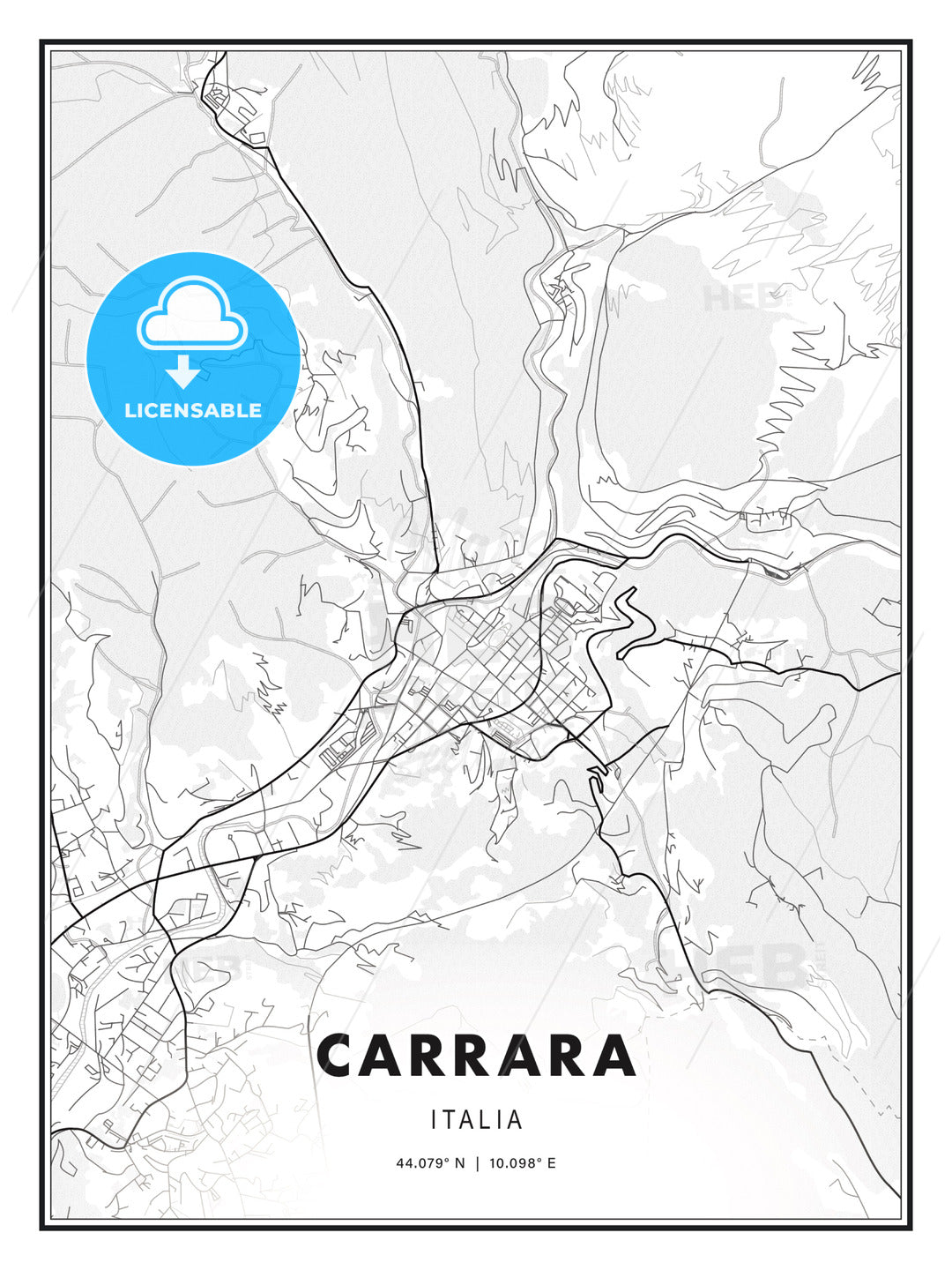 Carrara, Italy, Modern Map Print Template in Various Formats - HEBSTREITS