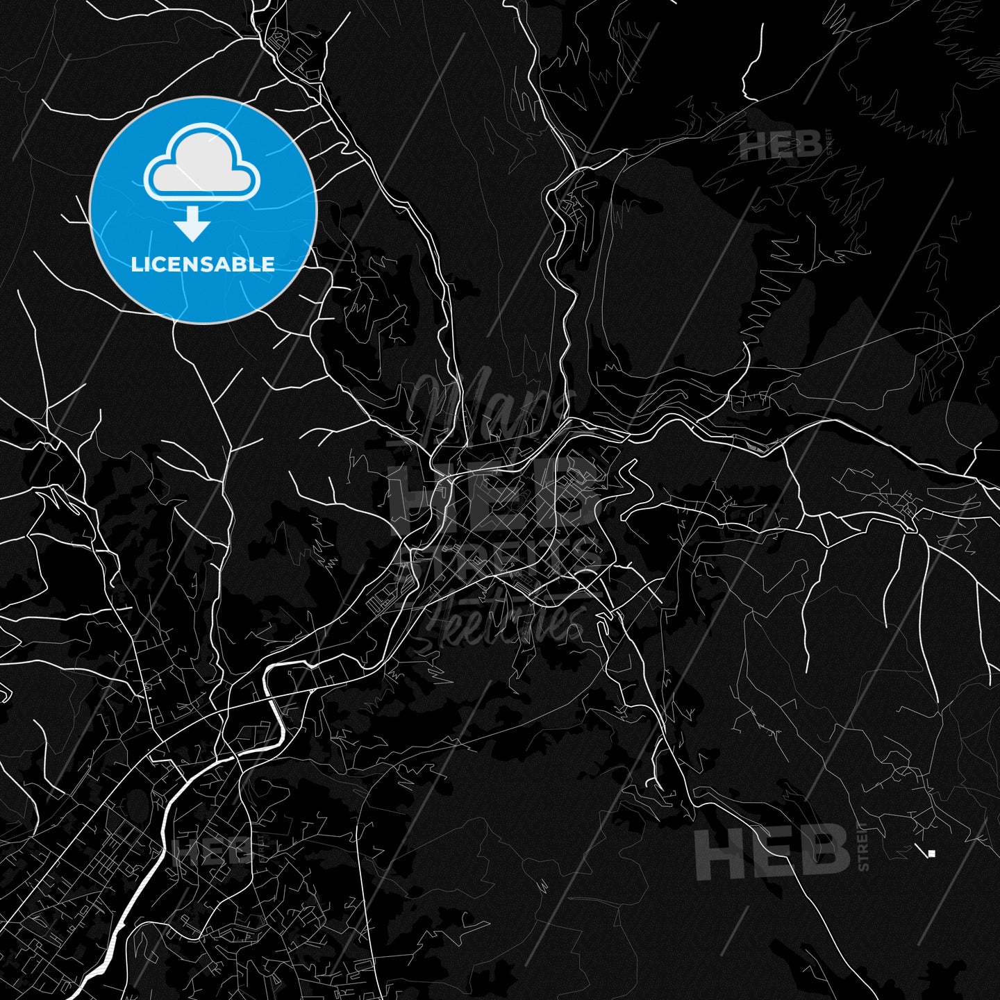 Carrara, Italy PDF vector map black and white - HEBSTREITS