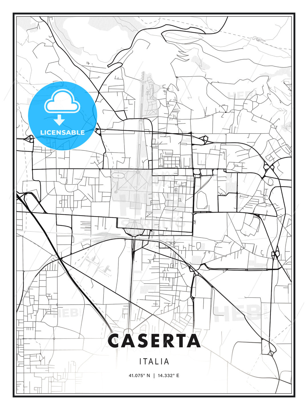 Caserta, Italy, Modern Map Print Template in Various Formats - HEBSTREITS