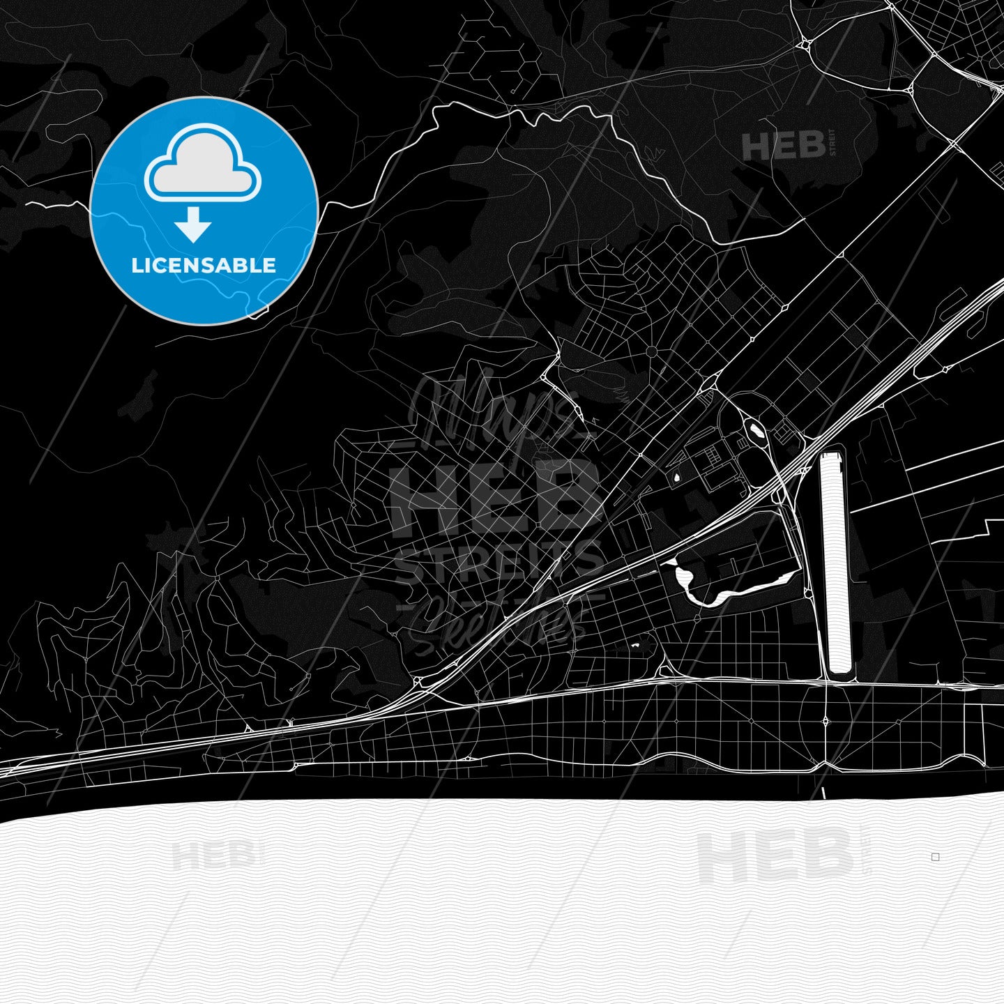 Castelldefels, Spain Pdf Vector Map Black And White – HEBSTREITS