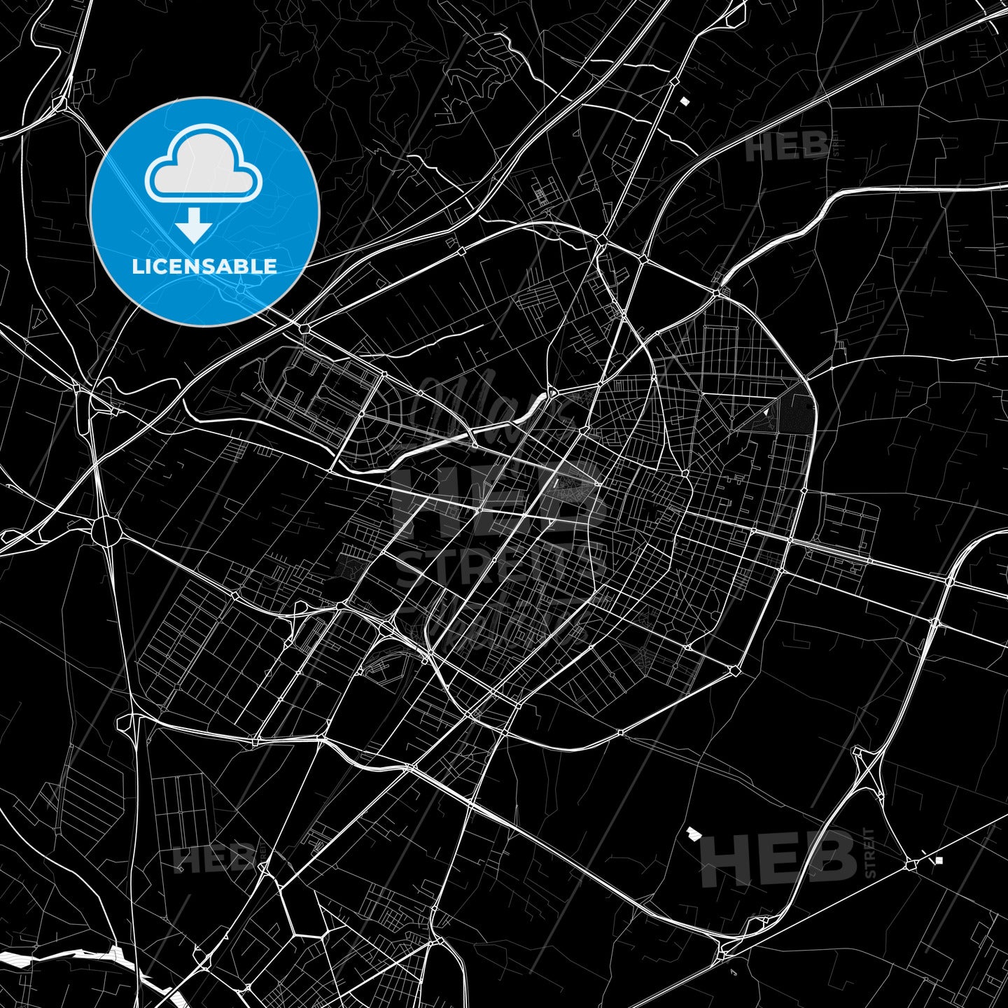 Castelló De La Plana, Spain Pdf Vector Map Black And White – HEBSTREITS