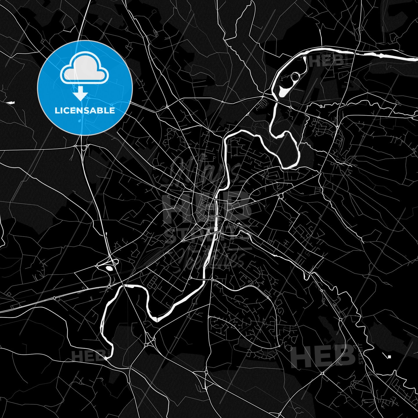 Castres, France Pdf Vector Map Black And White – HEBSTREITS