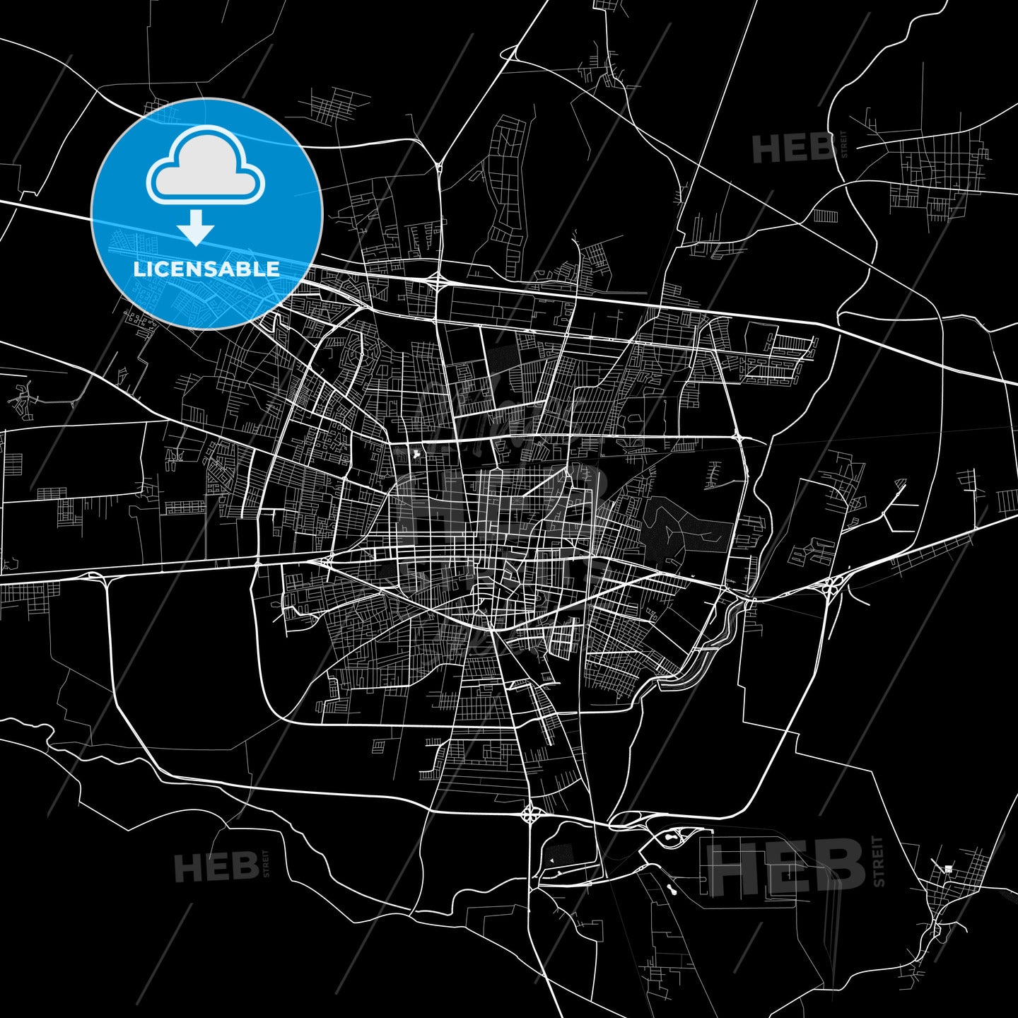 Celaya, Mexico Pdf Vector Map Black And White – HEBSTREITS