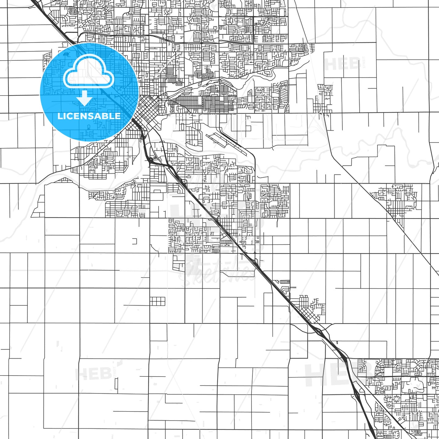 Ceres, California - Area Map - Light – HEBSTREITS