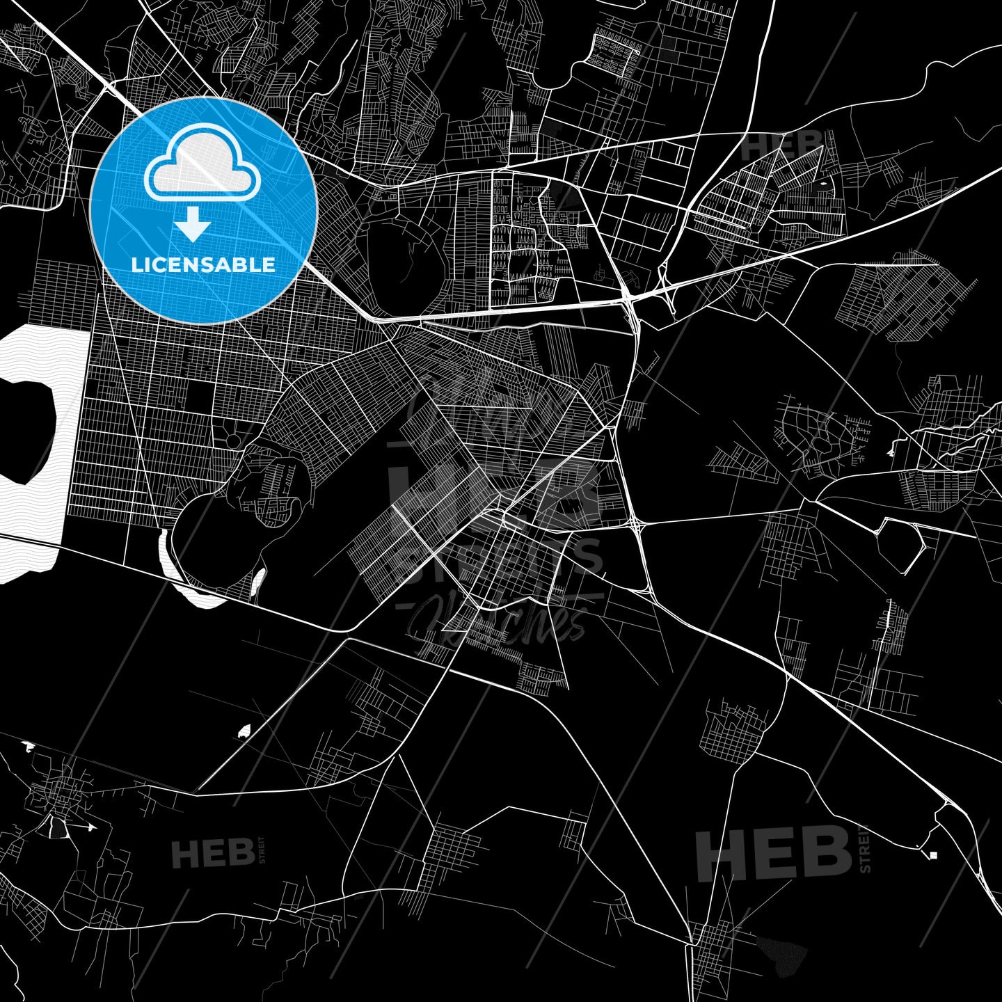 Chalco De Díaz Covarrubias, Mexico Pdf Vector Map Black And White ...