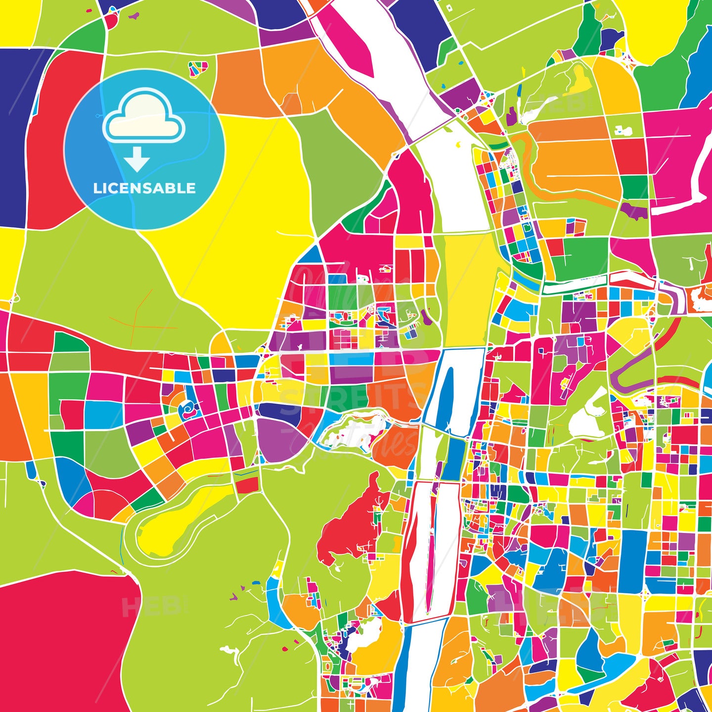 Changsha, China, colorful vector map - HEBSTREITS