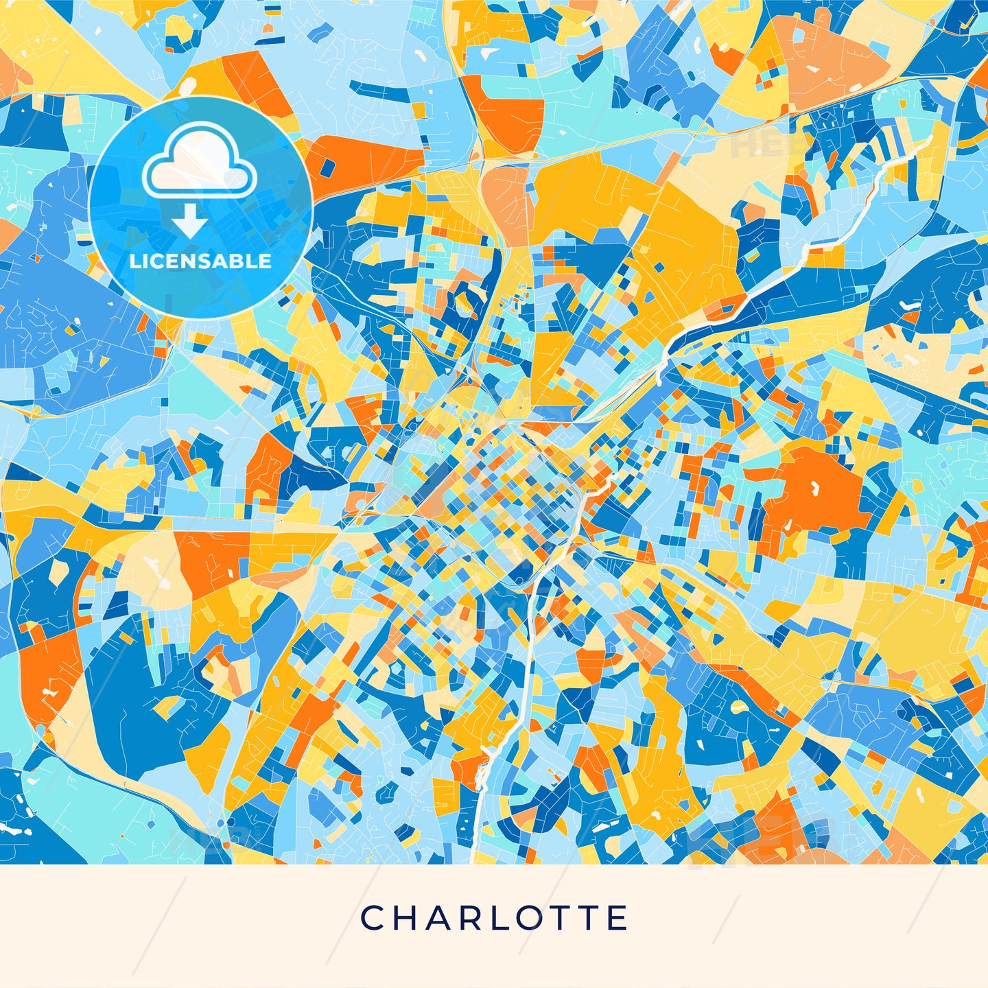 Charlotte Colorful Map Poster Template – HEBSTREITS