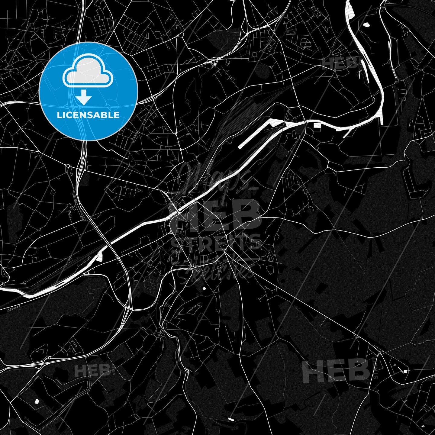 Châtelet, Belgium Pdf Vector Map Black And White – HEBSTREITS