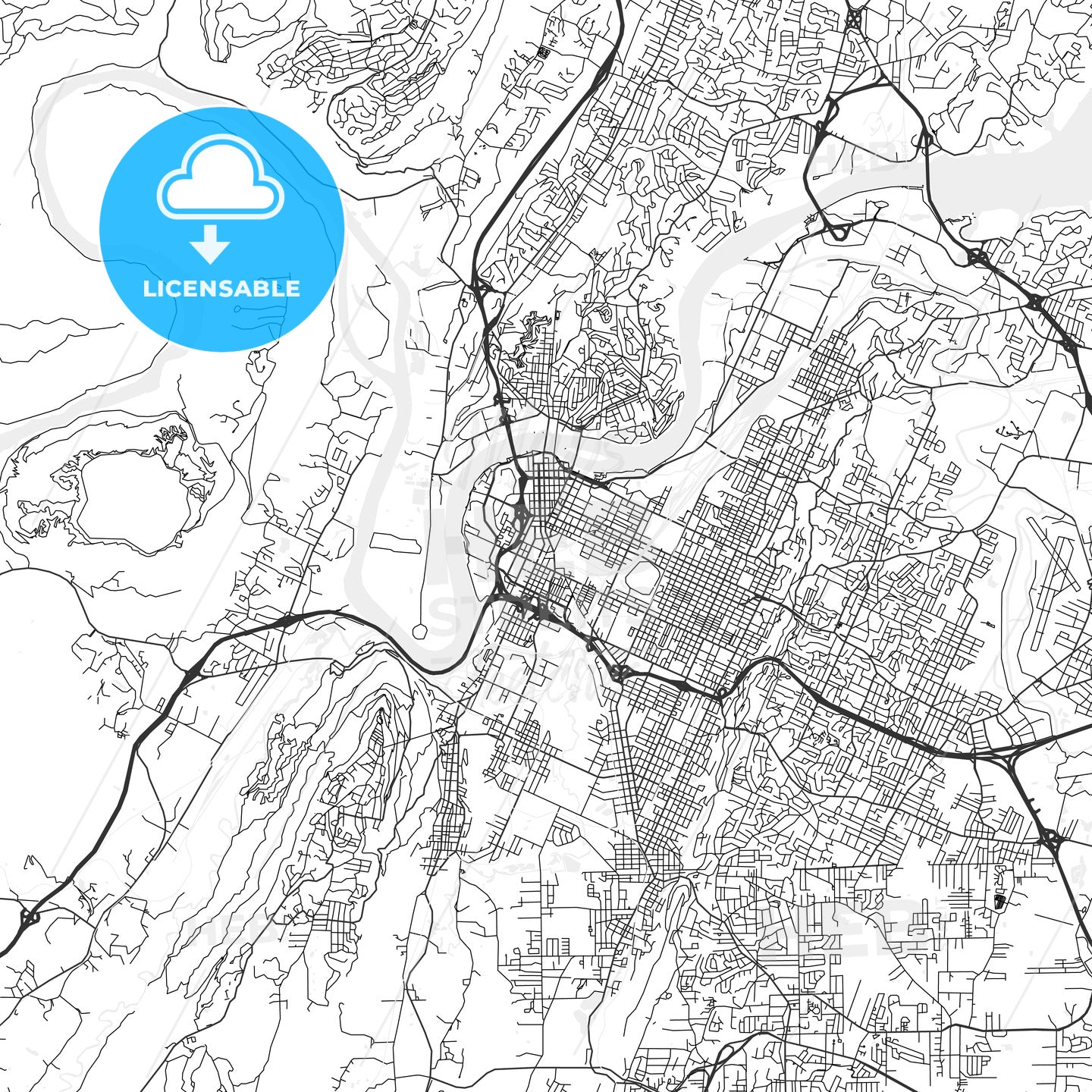 Chattanooga, Tennessee - Area Map - Light – HEBSTREITS