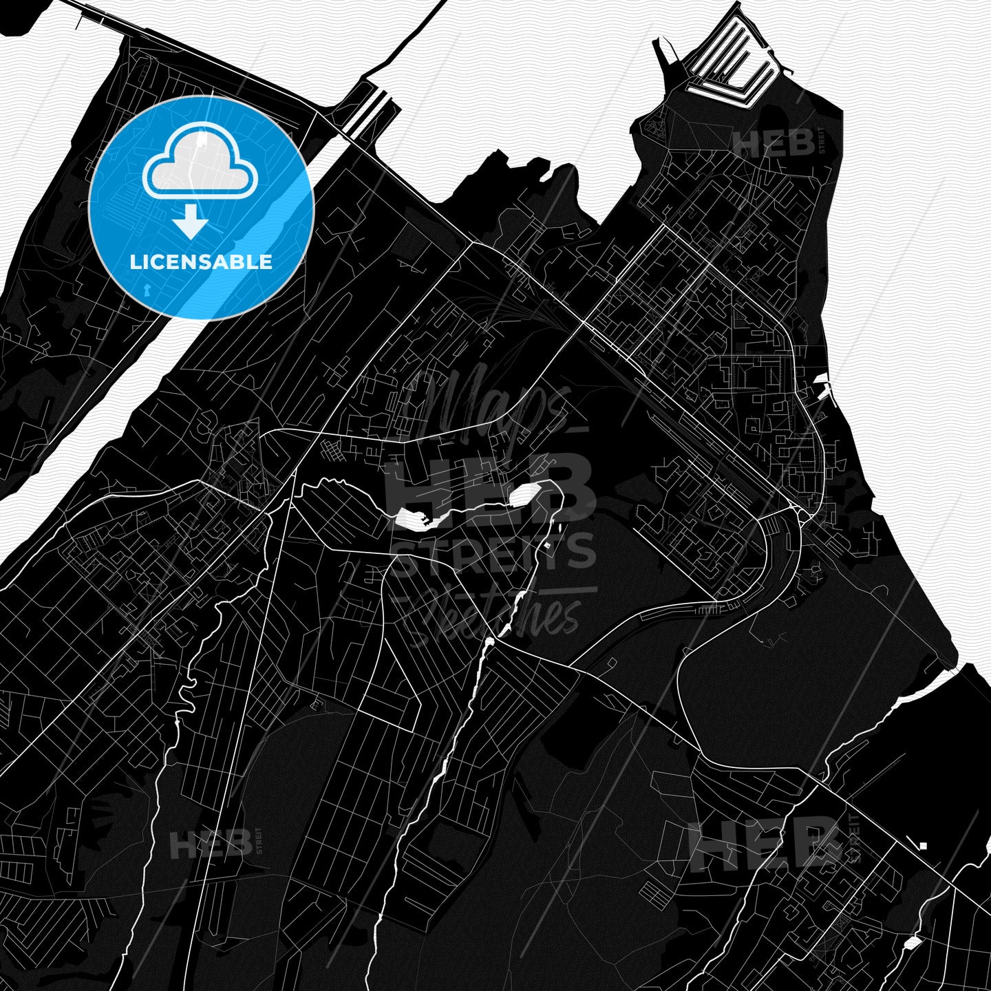 Chaykovsky, Russia PDF vector map black and white - HEBSTREITS