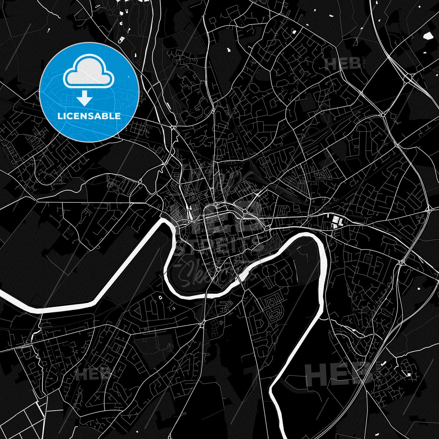 Chester, England Pdf Vector Map Black And White – HEBSTREITS